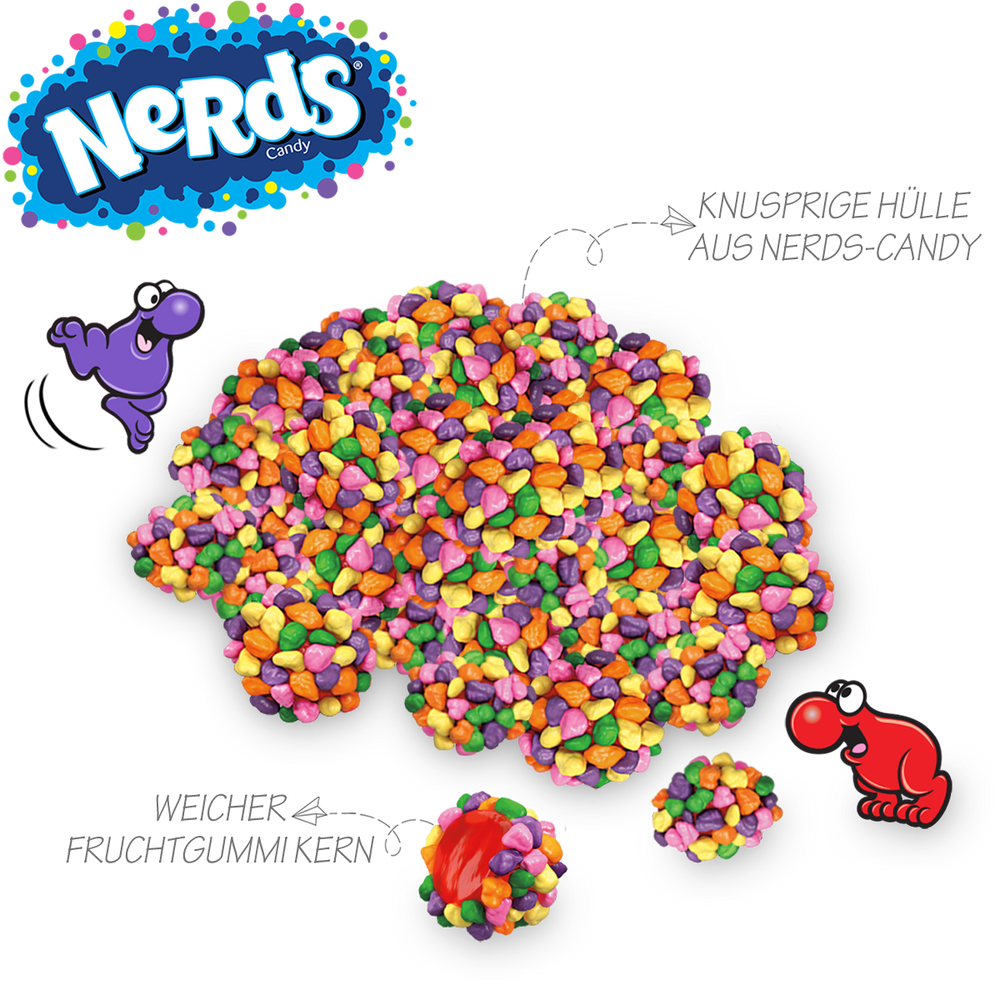 Wonka Nerds Gummy Clusters: American fruit gums with Nerds Candy